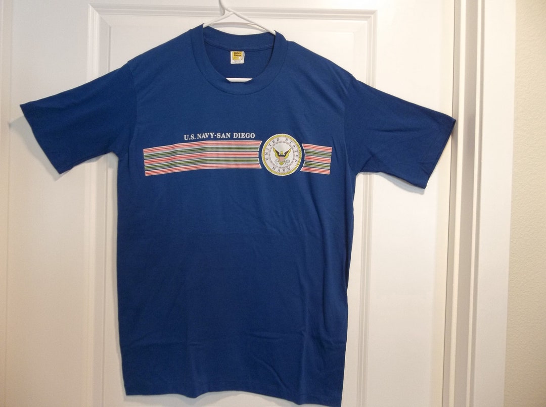 Vintage T-shirt USN San Diego 1980s Large Velva Sheen Tag United States ...