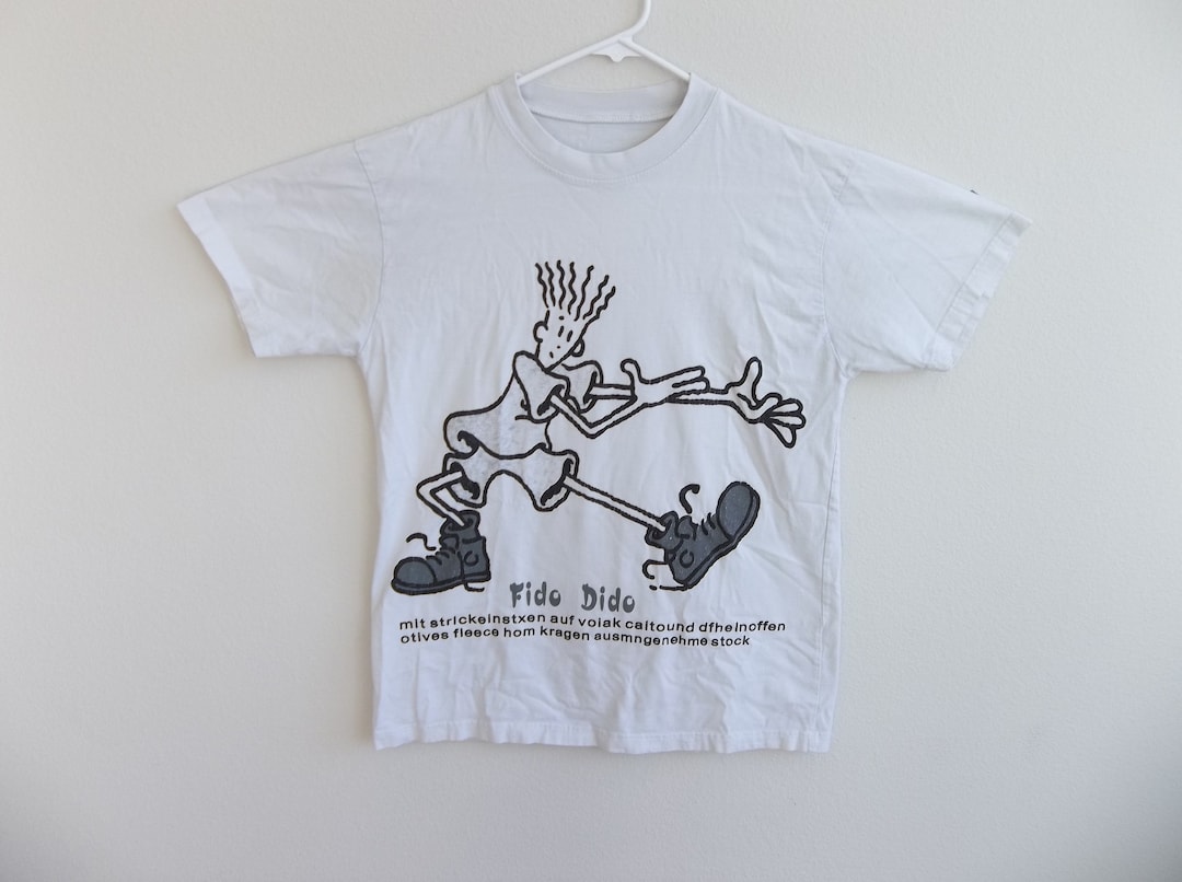 Vintage T-shirt Fido Dido 1990s German Tee Distressed Crackled - Etsy