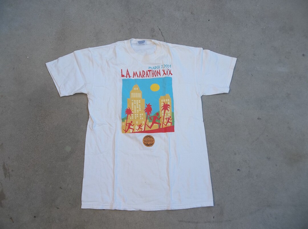 Vintage Los Angeles Marathon T-shirt 2000s Y2K Distressed Tee Medium - Etsy