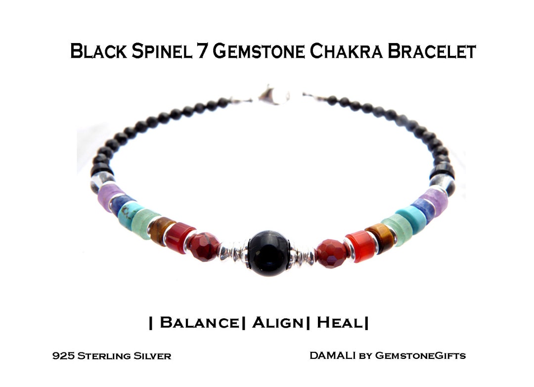 Sterling 7 Chakra Bracelet for Women, Real Stone Gemstone Beads ...