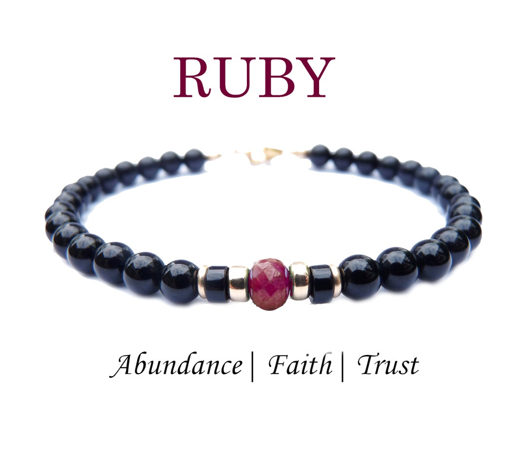 Red Ruby Bracelet, July Birthstone Mens Beaded Bracelet, Boyfriend Gift ...