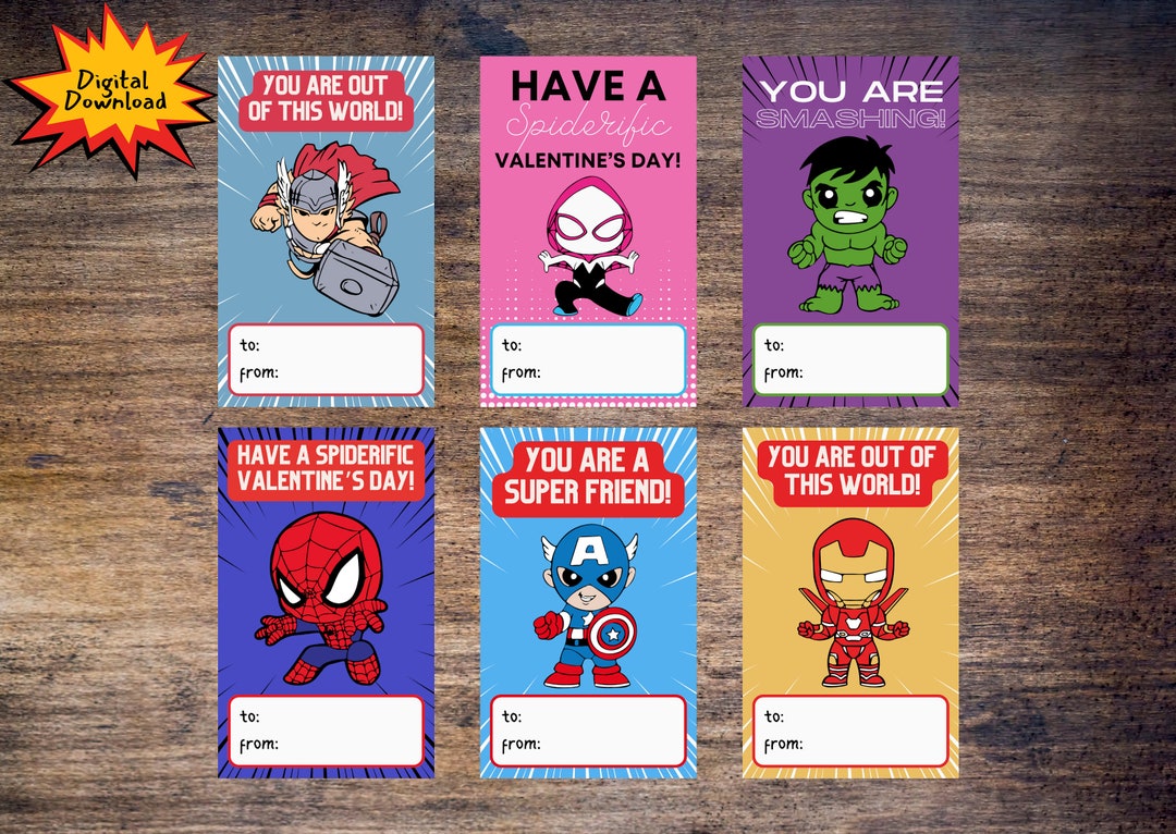 Superhero Valentine's Day Cards, Kid Valentine's Classroom Exchange ...