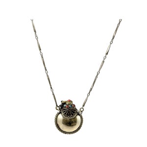 Silver Bottle Necklace, Antiqued Metal Container Holds Ash, Stones ...