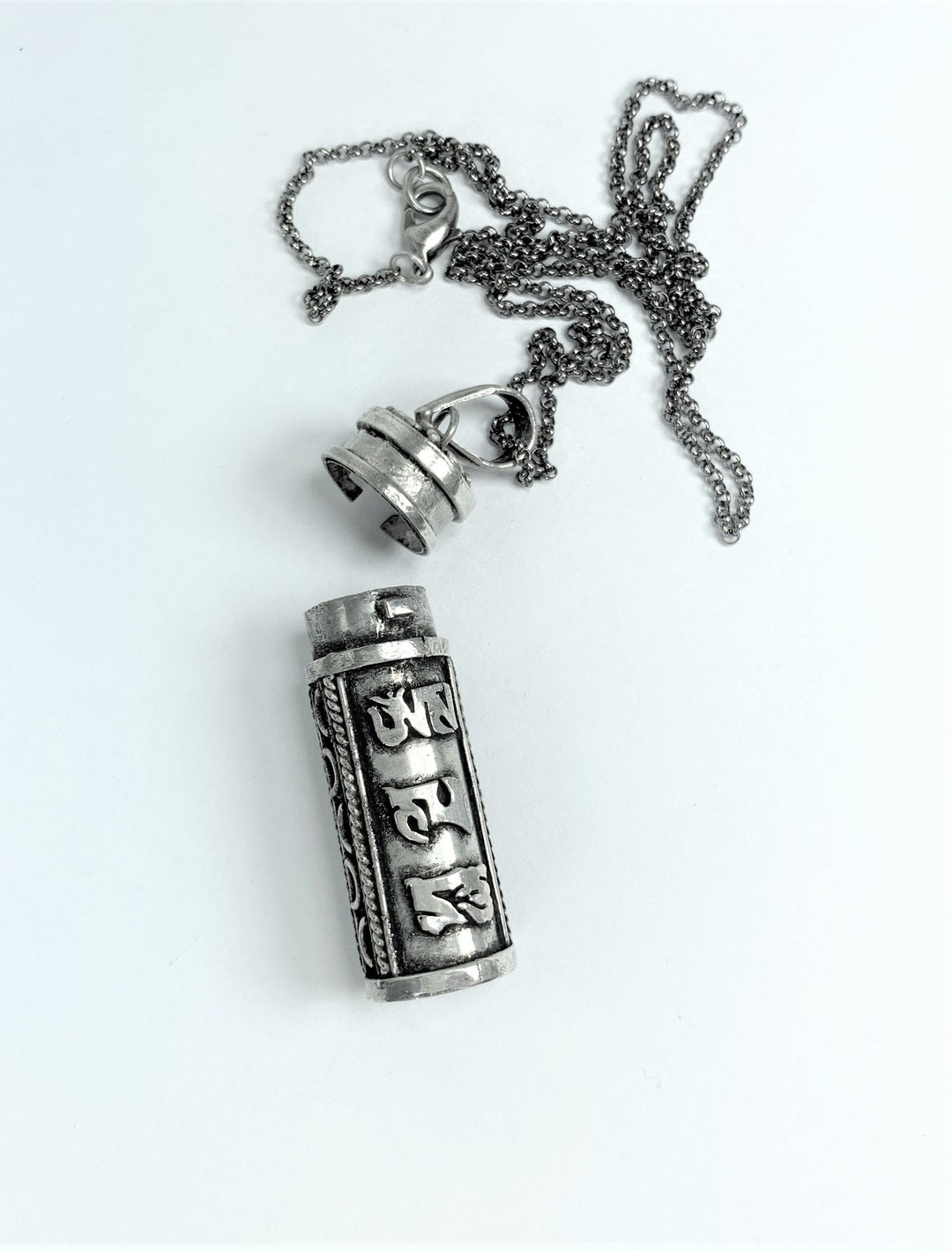 Antiqued Silver Prayer Box Container Necklace From Nepal, Ghau Amulet ...