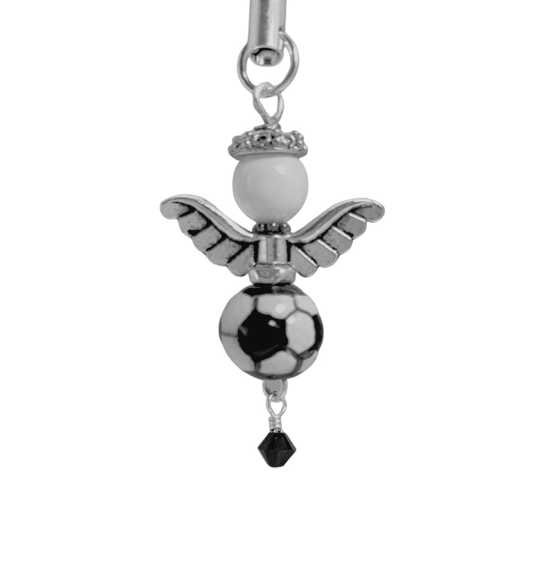 Soccer Angel Pendant Necklace on Black Cord With Dangling - Etsy UK
