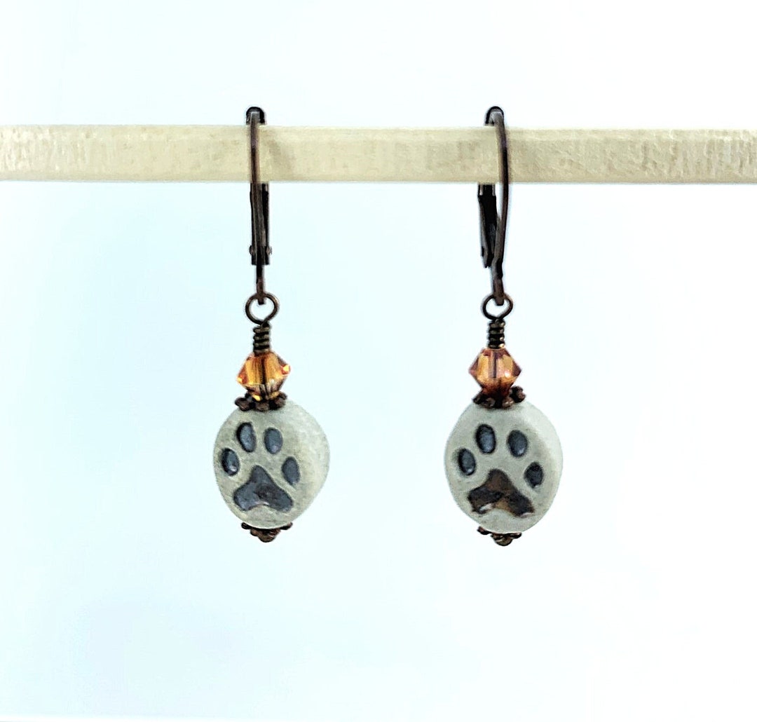 Pendientes de pata de mamá/papá de perro con cristales austriacos ...