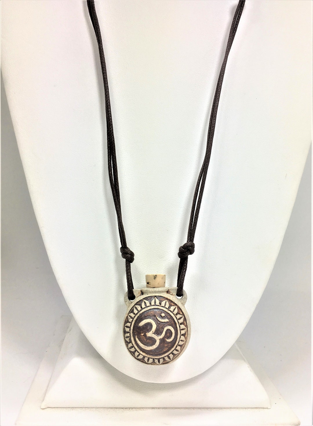 OM Bottle/jar/container/vessel/vial Pendant Necklace on Adjustable ...
