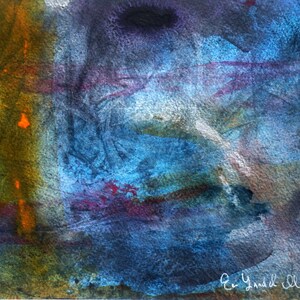 Night Sky Painting, Expressionist Blue Watercolor Landscape, Original ...