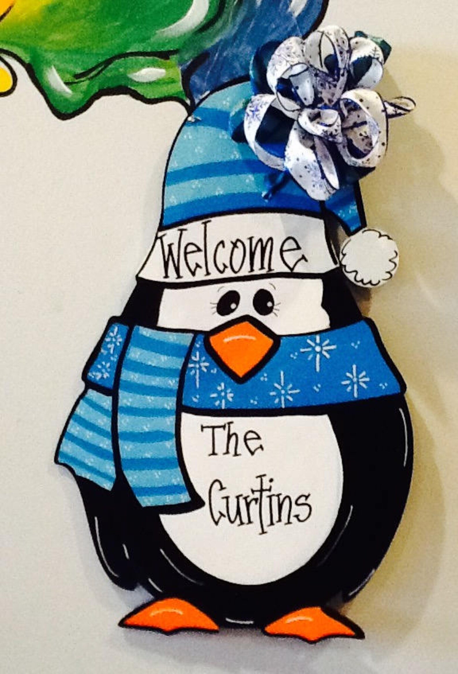 Penguin Door Hanger Christmas Door Hanger Penguin Sign - Etsy