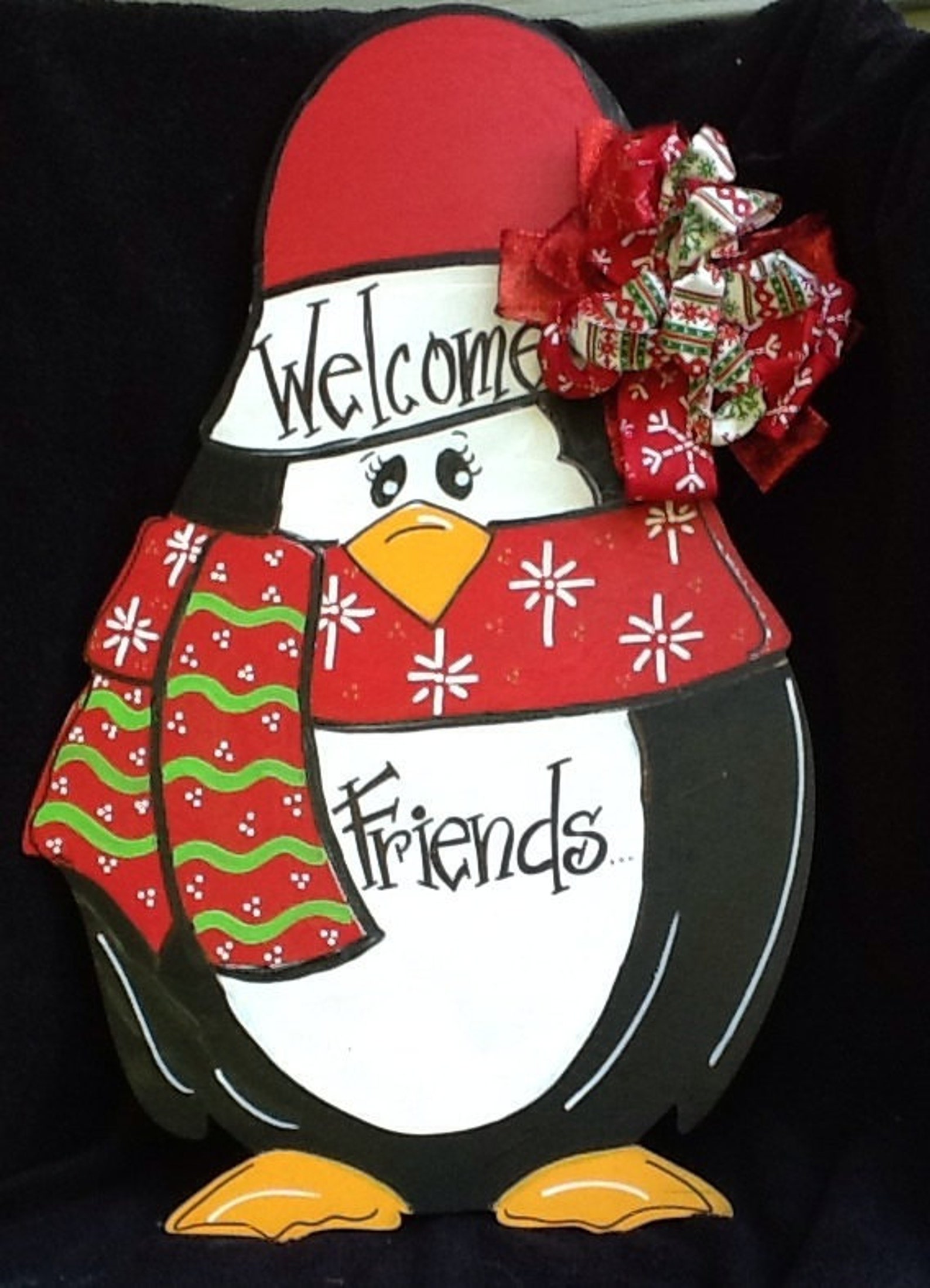 Penguin Door Hanger Christmas Door Hanger Penguin Sign - Etsy