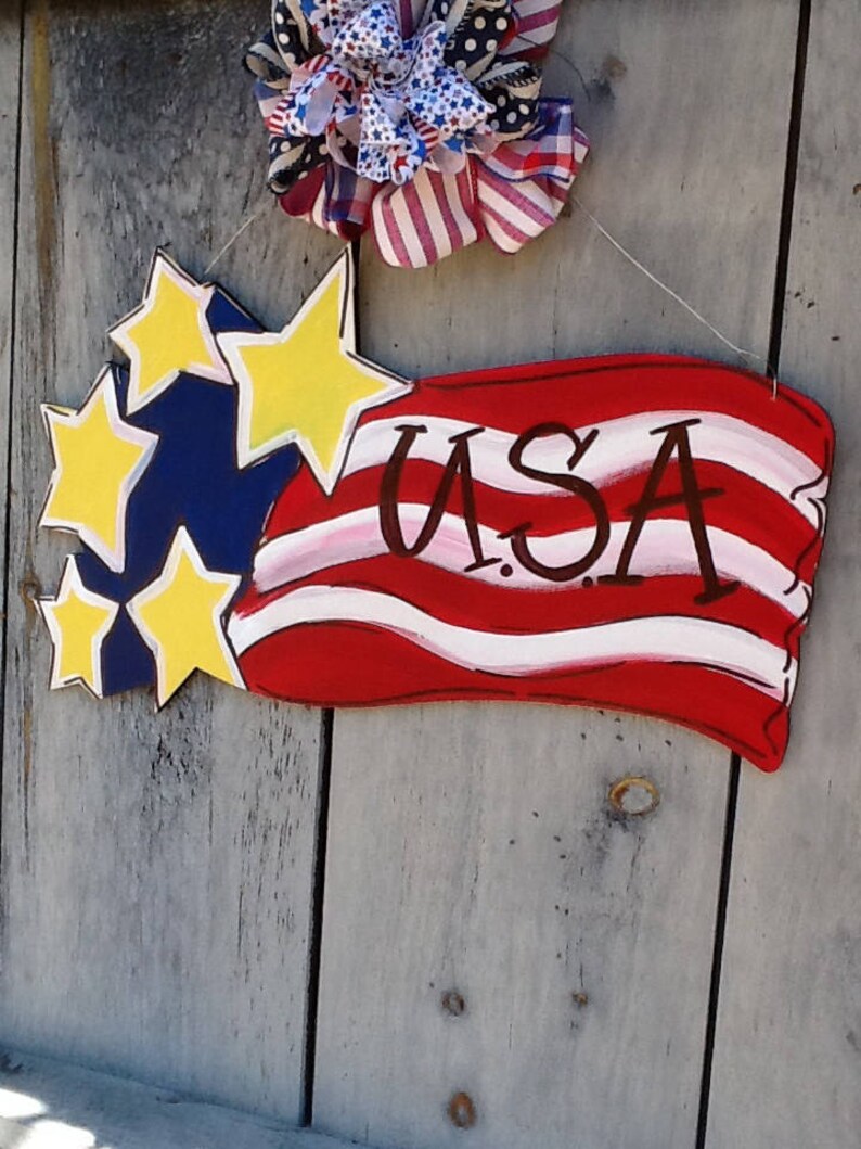 Patriotic Door Sign, Patriotic Door Hanger, 4th of July Sign, Uncle Sam ...