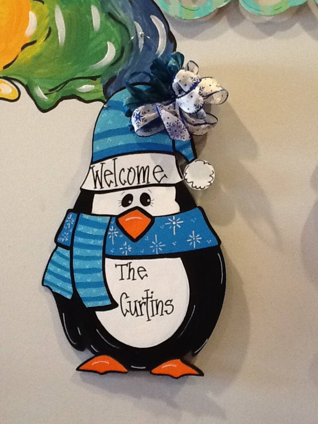 Penguin Door Hanger, Christmas Door Hanger, Penguin Sign, Penguin Door ...