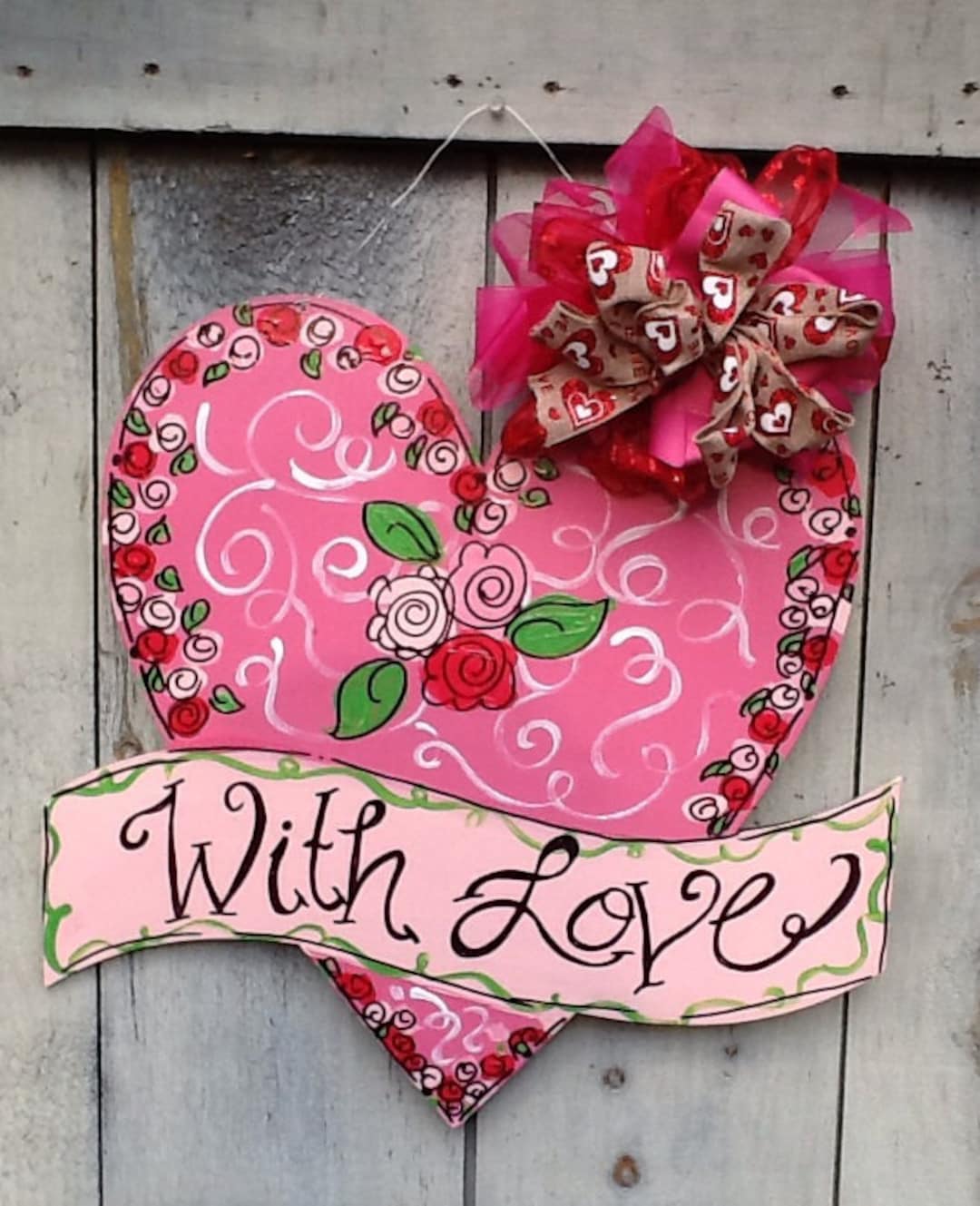 Valentines Door Hanger, Valentines Sign, Valentines Door Sign, Heart ...