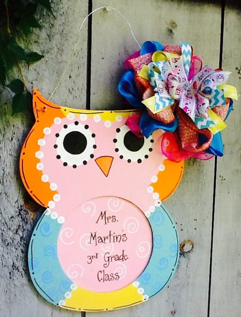 Owl sign owl door sign owl teacher sign teacher sign | Etsy