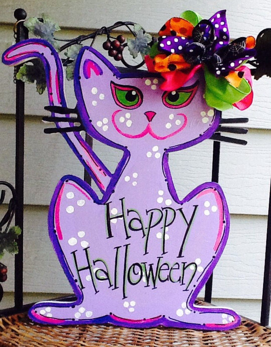 Halloween Door Hanger Halloween Door Sign Black Cat Trick - Etsy