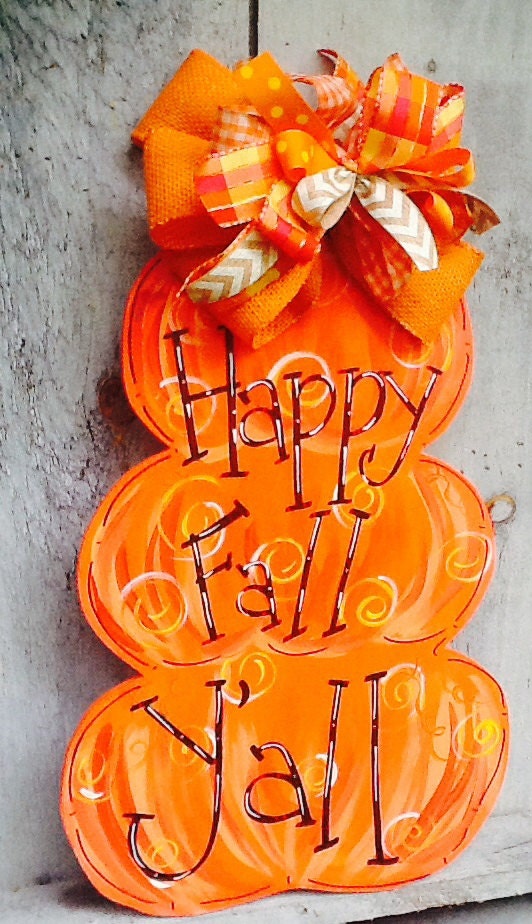 Pumpkin Door Hanger Happy Fall Happy Fall Y'all Autumn - Etsy