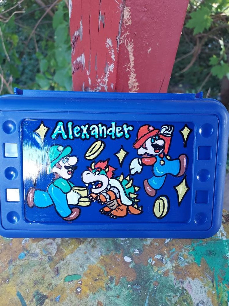 Mario Bros Art Box Mario Bros Pencil Box Luigi Pencil Box - Etsy