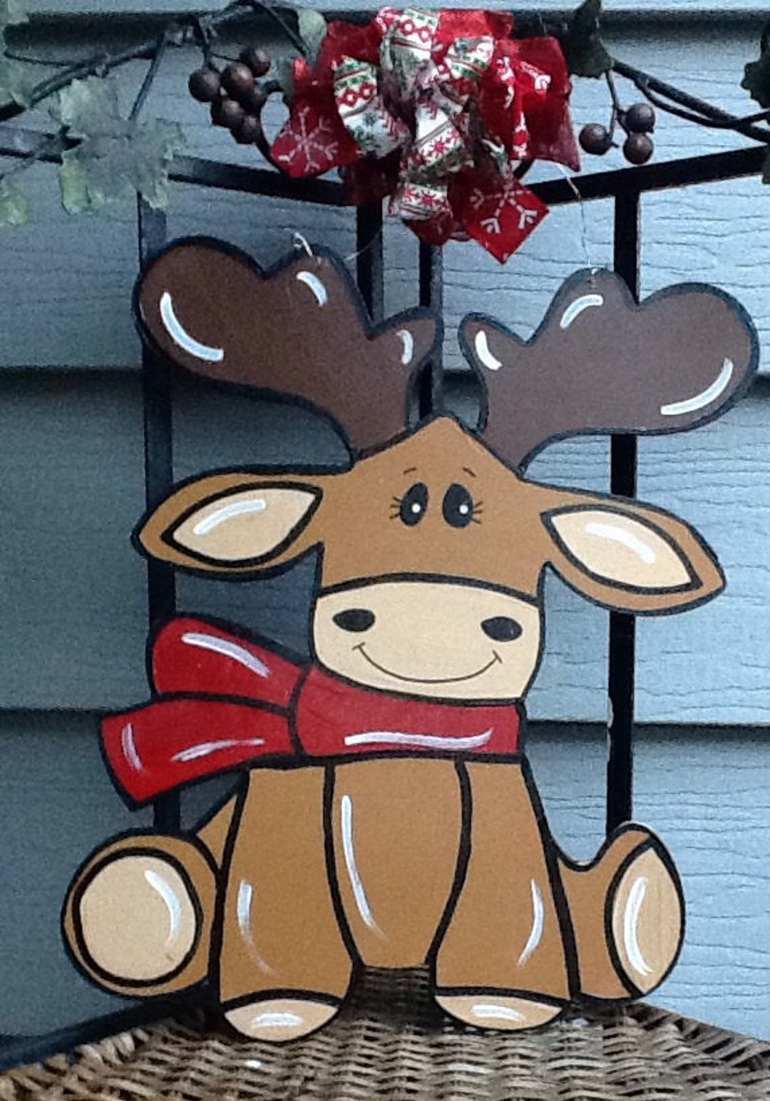 Moose Door Hanger, Moose Door Sign, Christmas Moose Sign, Christmas ...