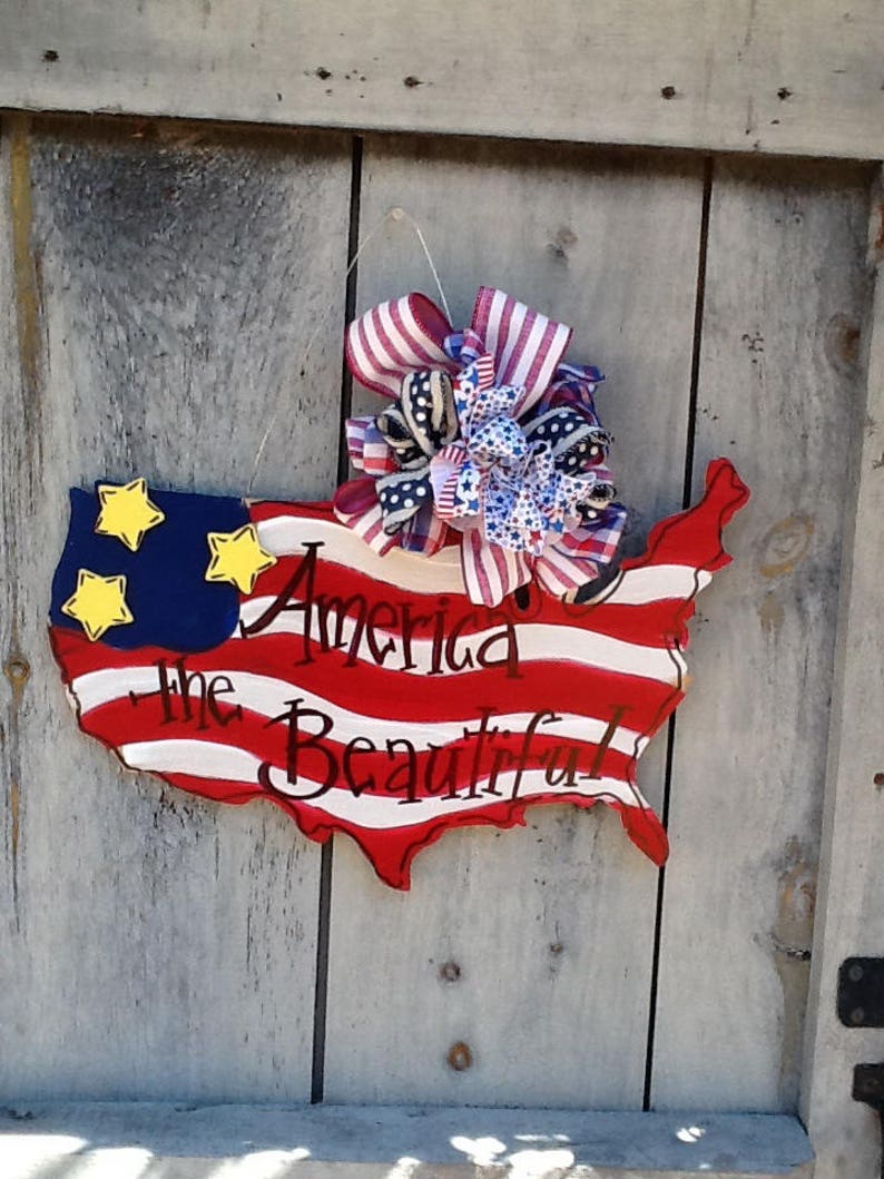 Patriotic Door Sign Patriotic Door Hanger 4th of July Sign - Etsy