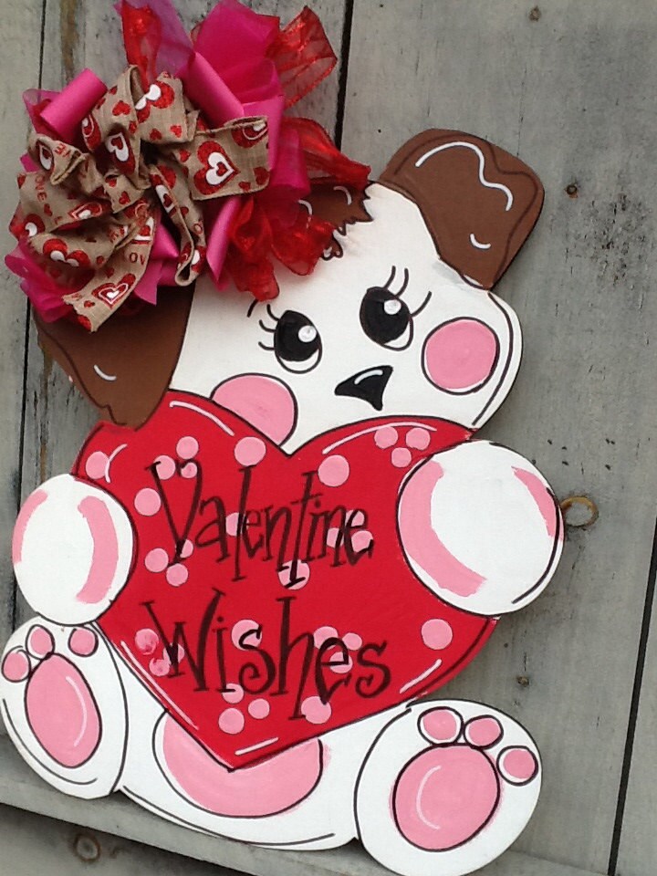 Valentines Sign Valentines Door Hanger Valentines Puppy | Etsy