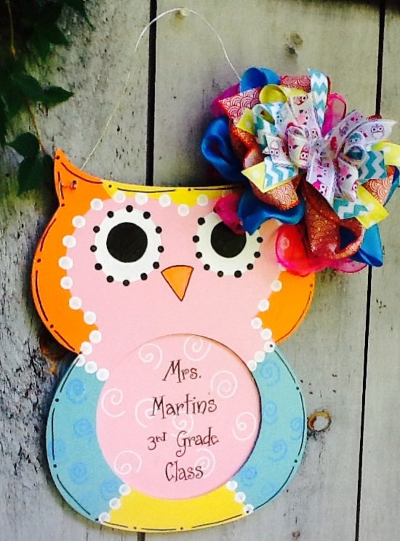 Owl sign owl door sign owl teacher sign teacher sign | Etsy