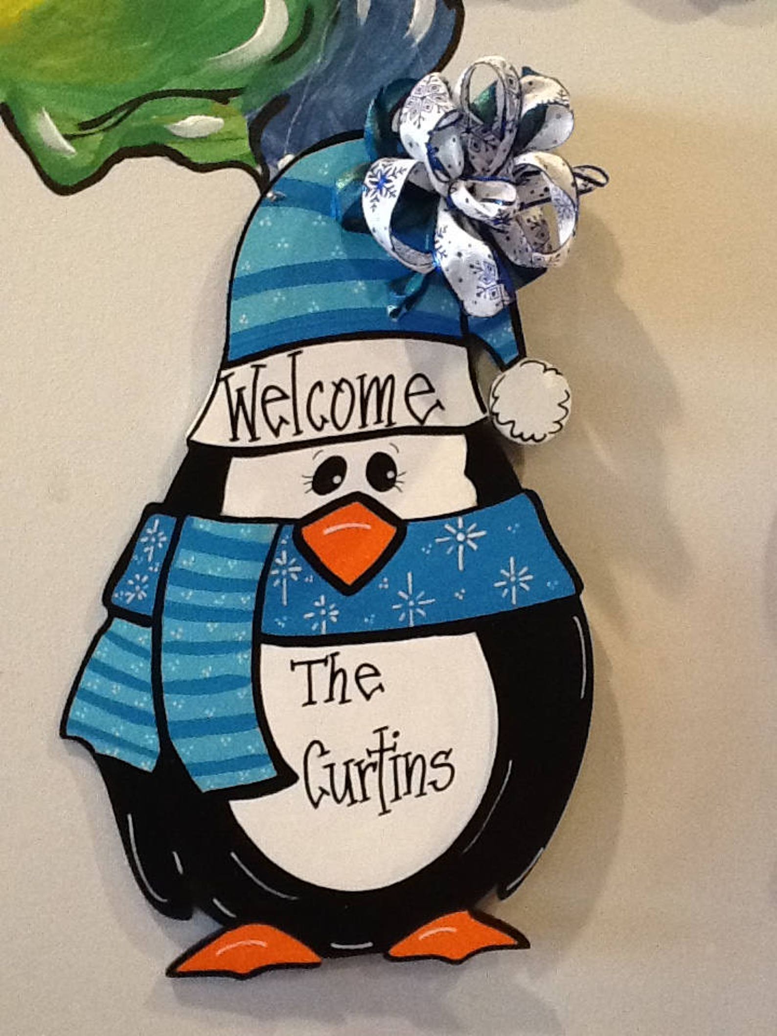 Penguin Door Hanger Christmas Door Hanger Penguin Sign - Etsy
