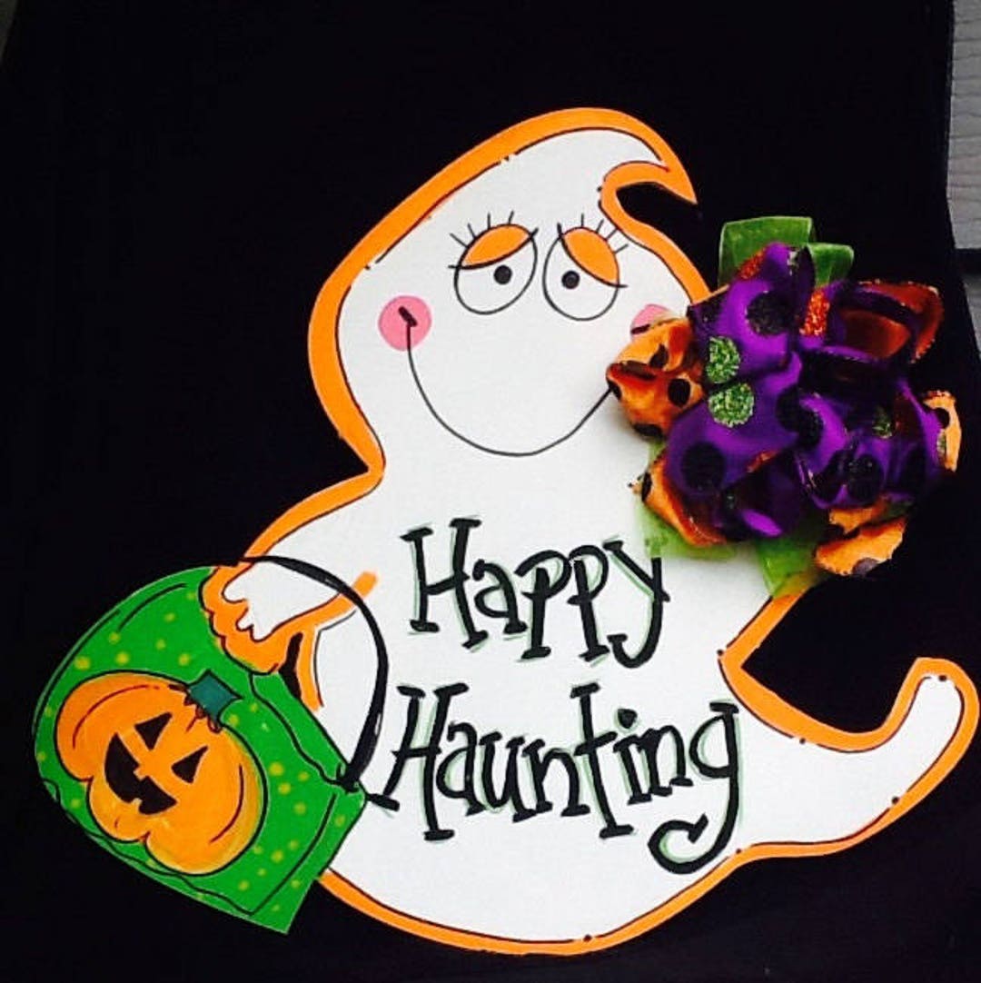 Ghost Door Hanger, Ghost Sign, Halloween Sign, Halloween Door Sign ...