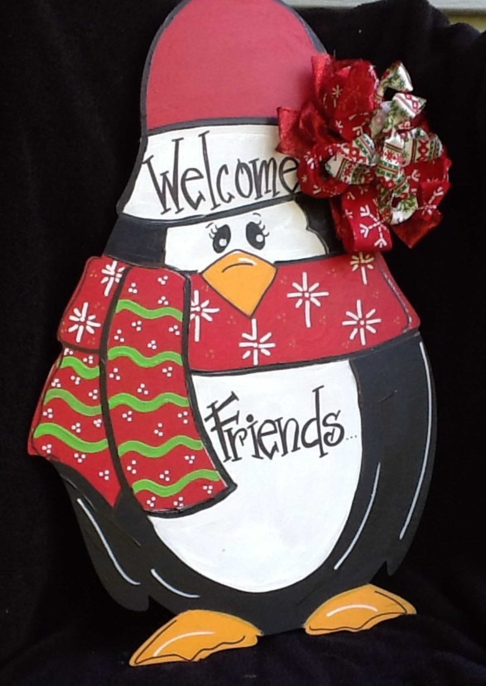 Penguin Door Hanger Christmas Door Hanger Penguin Sign - Etsy