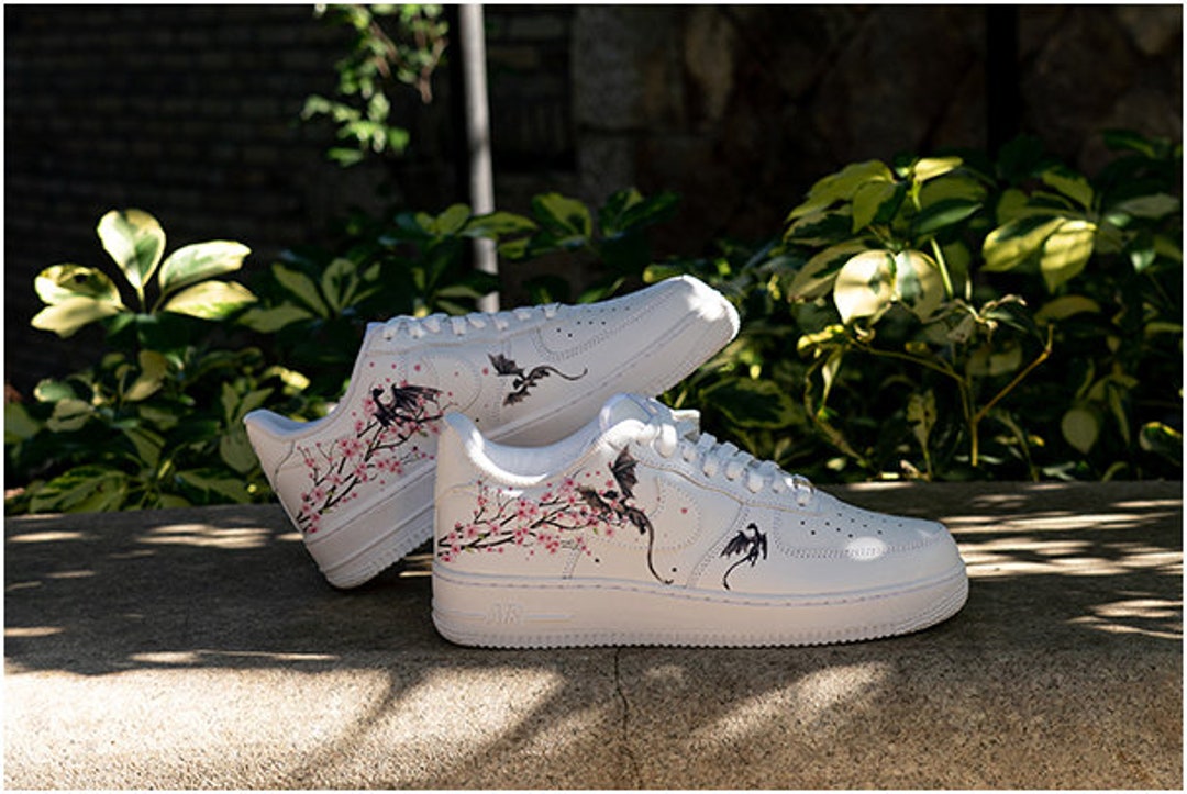 Custom Air Force 1, Handpainted Dragon Custom AF1, Cherry Blossom Air ...