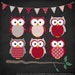 Patterned Ruby Owls Clipart and Digital Papers Ruby Red Owl | Etsy
