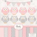 Premium Owl Clipart Vectors & Digital Papers in Soft Pink | Etsy
