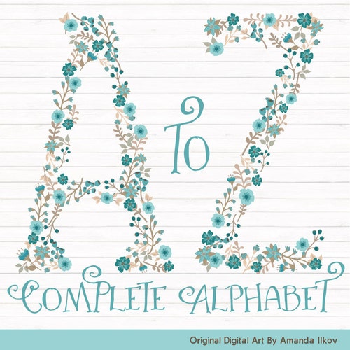 Alphabet Clipart & Vector. Floral Monogram Clip Art Floral - Etsy