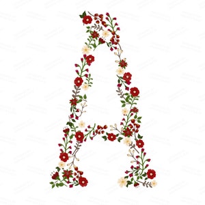 Professional Floral Alphabet Clipart & Vectors - Christmas Floral ...