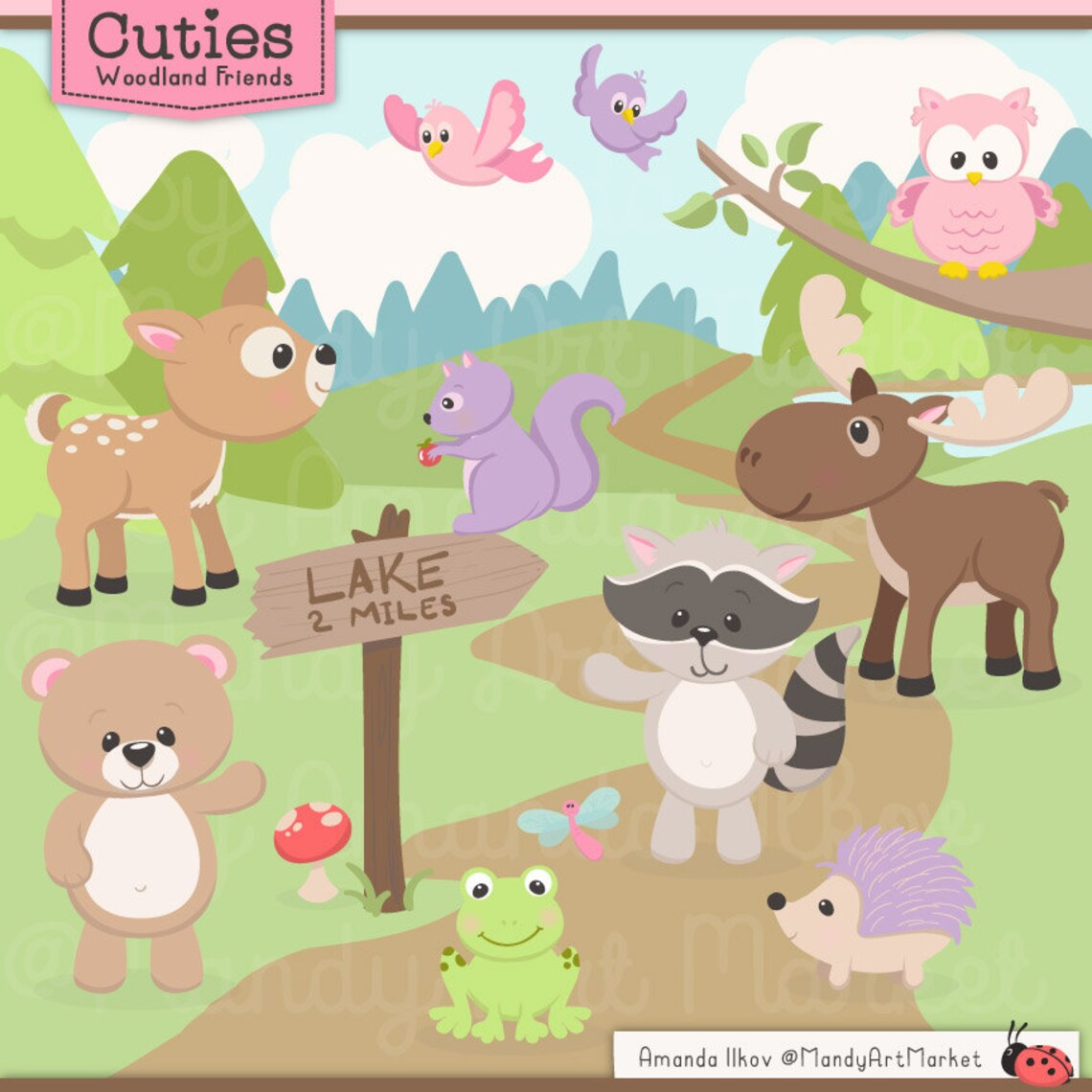Cute Woodland Animals Clip Art & Papers - Woodland Clipart, Forest ...