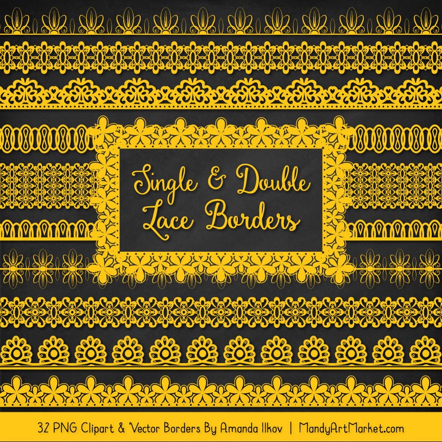 Yellow Lace Borders Clipart & Vectors Yellow Lace Borders | Etsy