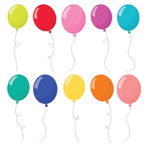 Premium Bright Party Balloons Clipart for Digital Scraps, Crafting ...