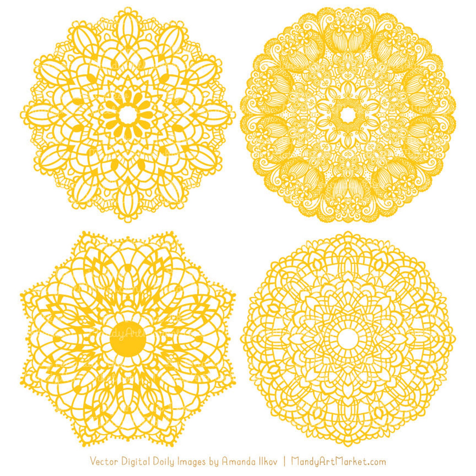 Premium Large Yellow Lace Doily Vectors Doily Clipart - Etsy Italia
