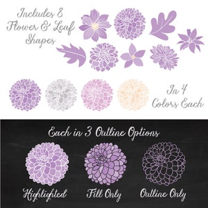 Lucy Dahlia Clipart & Vectors in Lavender - Purple Flowers, Vector ...
