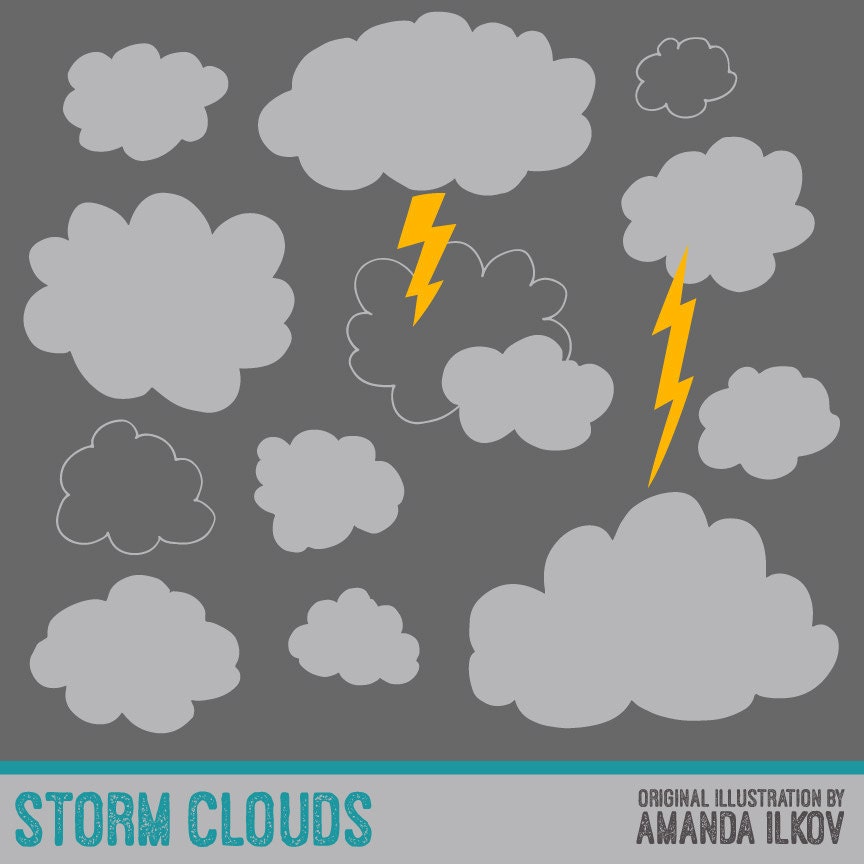 Premium Storm Clouds Clipart for Digital Scrapbooks Crafting | Etsy