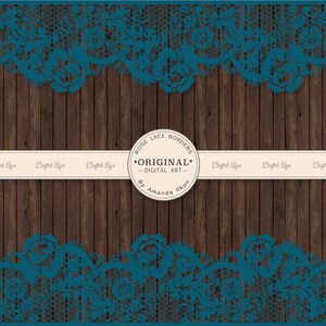 Extra Wide Blue Wedding Lace Clip Art, Lace Vectors & Wood Digital ...