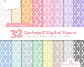 Green Scrapbook Digital Paper Quatrefoil Four Leaves - Etsy