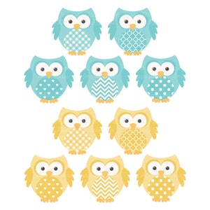Premium Owl Clipart Vectors & Digital Papers in Fresh Aqua - Etsy