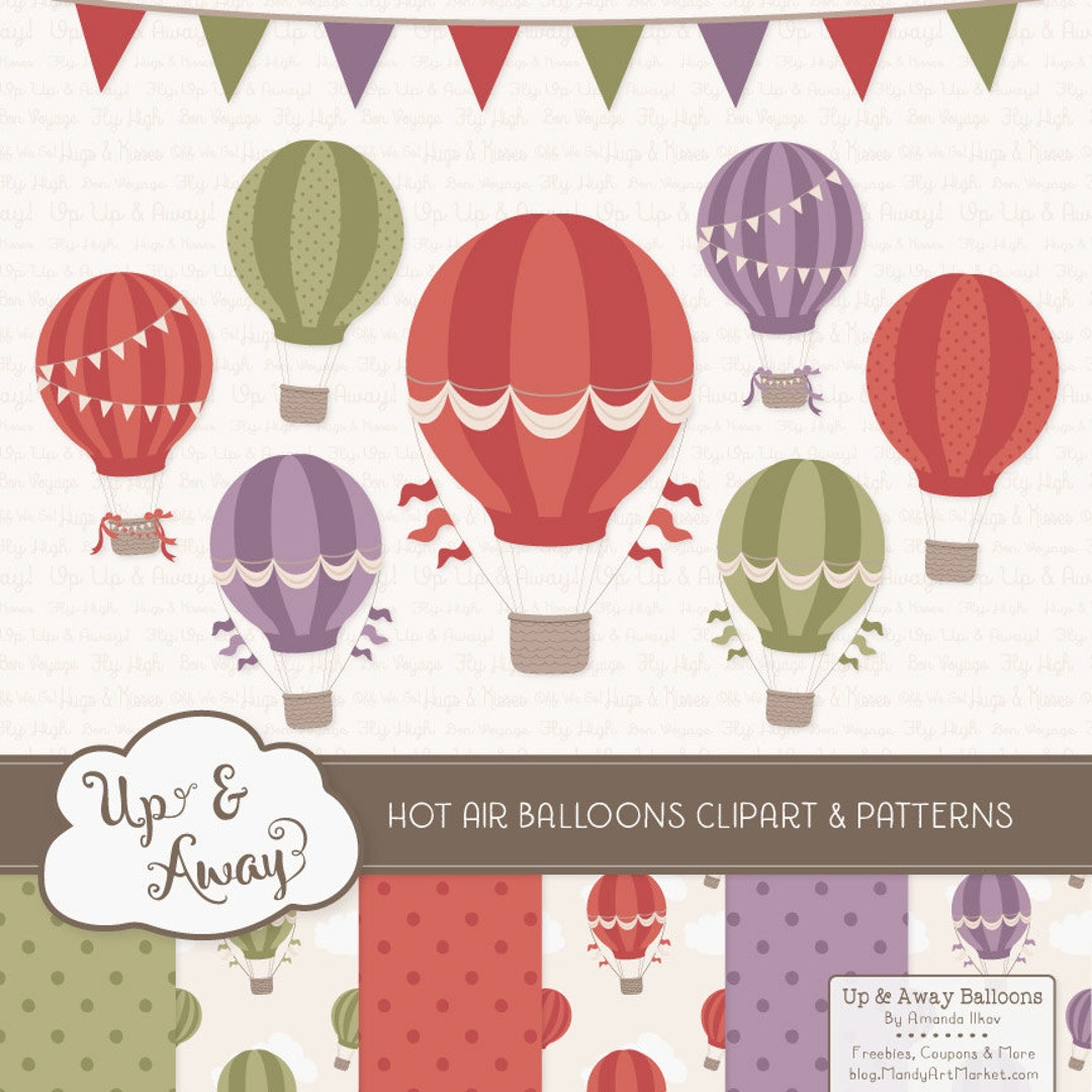 Autumn Hot Air Balloons Clipart With Digital Papers Fall Hot Air ...