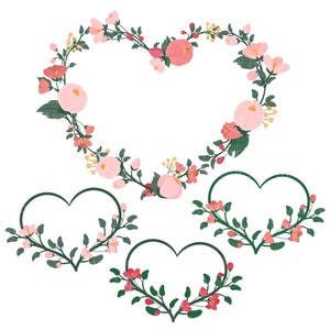 Emma Floral Heart Clipart & Vectors in Rose Garden - Pink Flowers, Rose ...