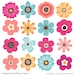 Cute Flowers Clipart in Bohemian - Bohemian Vector Flowers, Bohemian ...