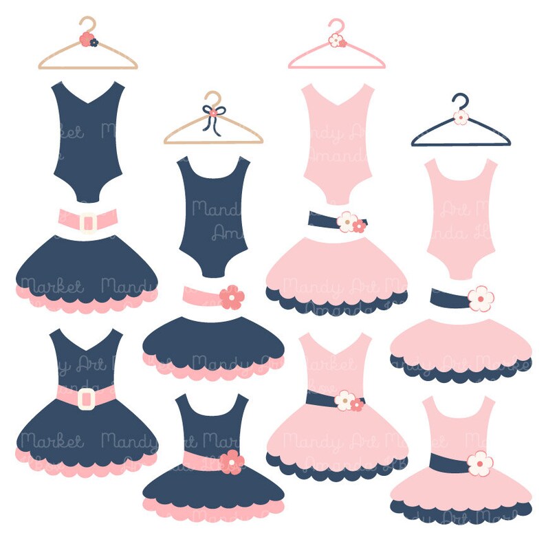 Premium Navy and Pink Tutu Clip Art Pink Dress Clip Art for | Etsy