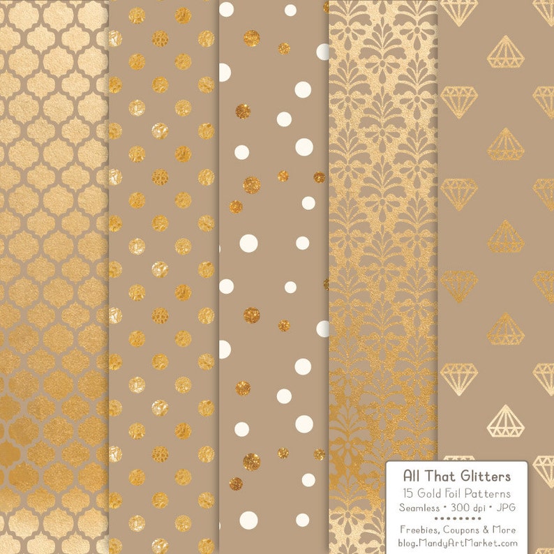 Celebrate Gold Foil Digital Papers in Champagne - Party Patterns, Party ...