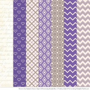 Patterned Purple Elephants Clipart and Digital Papers - Purple Elephant ...