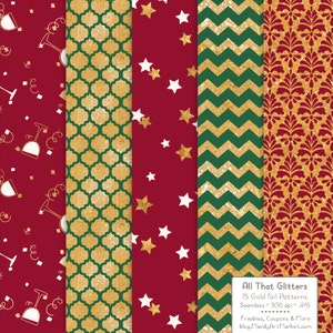 Celebrate Gold Foil Digital Papers in Christmas Party Patterns, Party ...