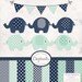 Premium Elephant Clipart, Vectors & Digital Papers in Navy and Mint ...